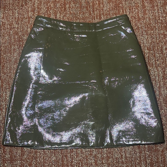 Warehouse | Skirts | Warehouse Faux Patent Leather Olive Green Mini ...